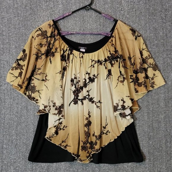 Cocomo | Tops | Cocomo Top Womens 3x Brown Black Floral Flowey Blouse ...